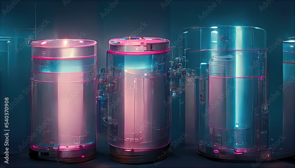 Cylinder like a battery, concept art with pink and blue abstract ...