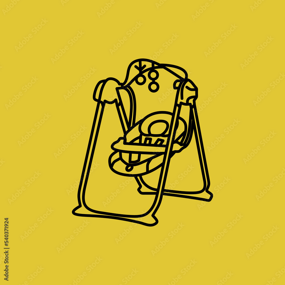 Vector linear illustration with a children's swing. Rocking mechanism ...