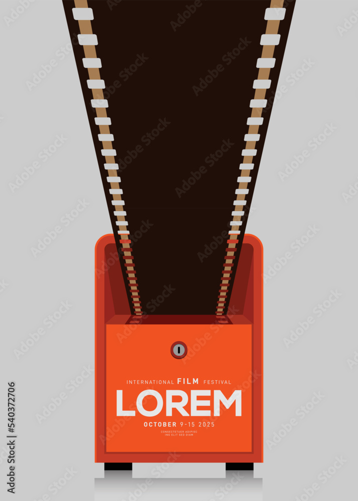 Movie and film poster design template background with vintage filmstrip ...