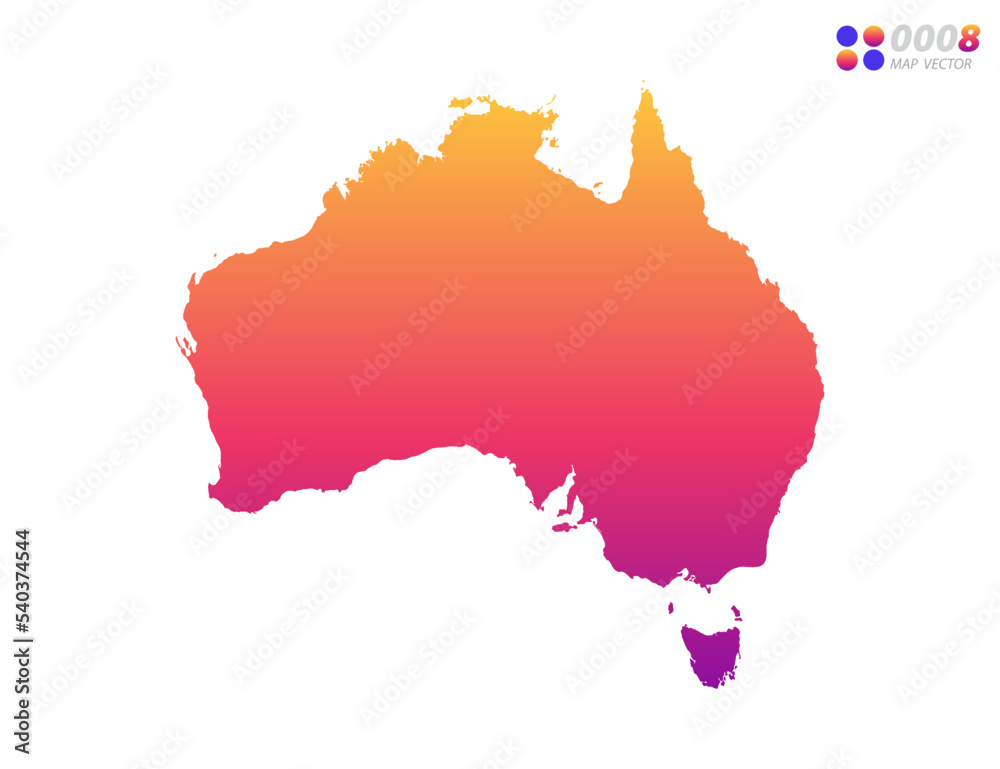 Vector bright colorful gradient of Australia map on white background ...