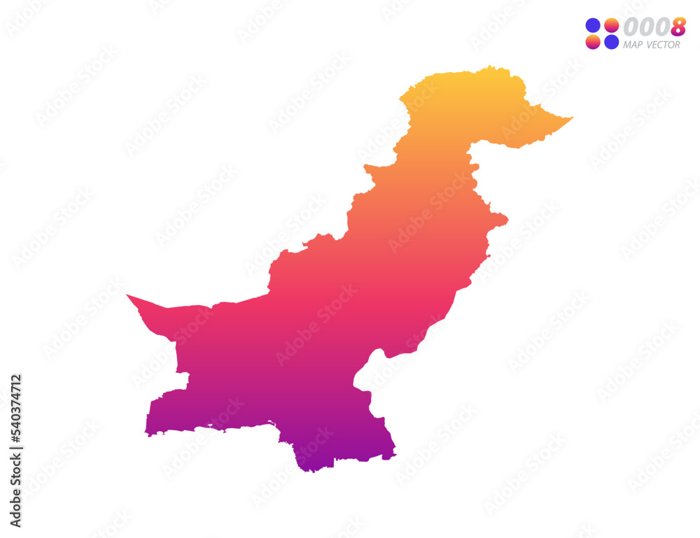 Vector bright colorful gradient of Pakistan map on white background ...