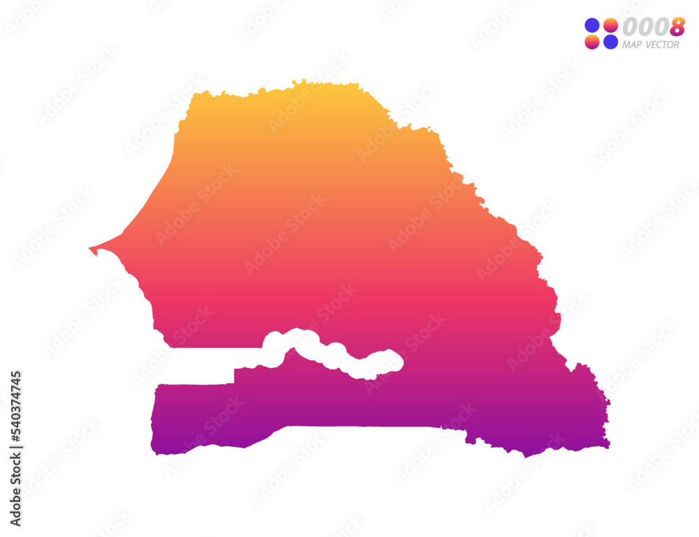Vector bright colorful gradient of Senegal map on white background ...