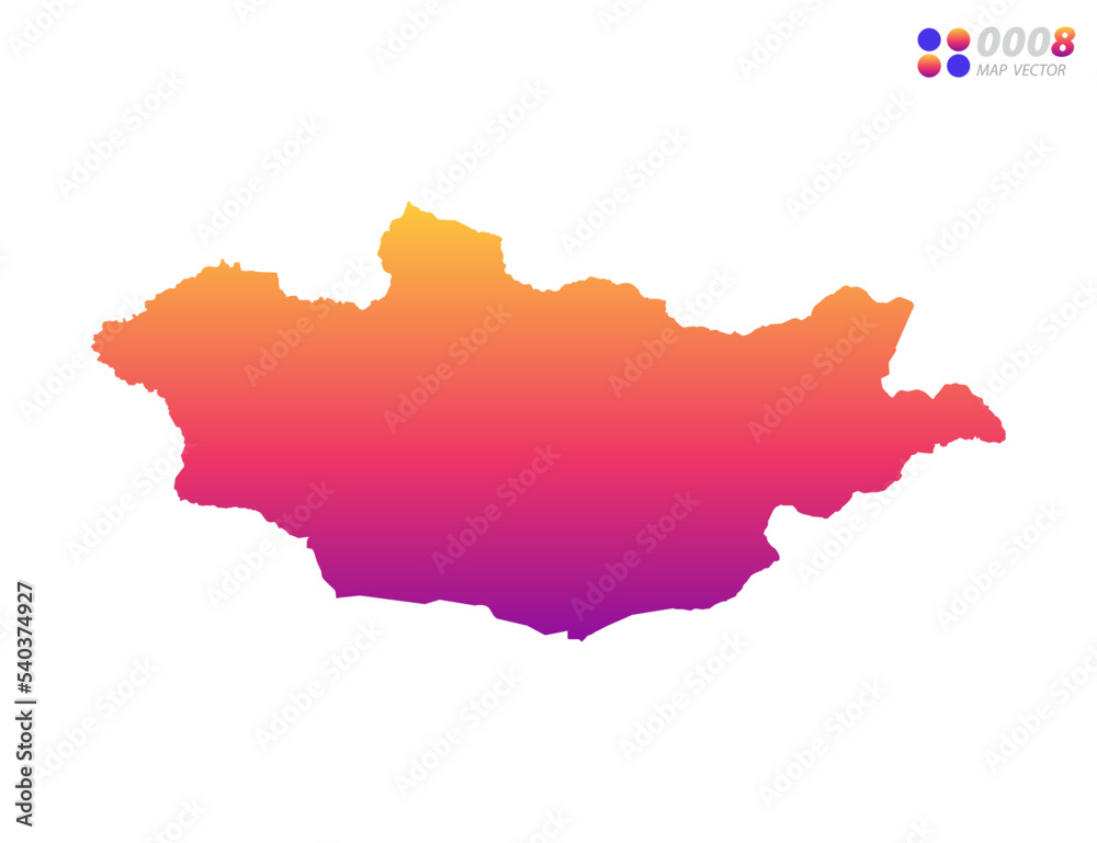 Vector bright colorful gradient of Mongolia map on white background ...