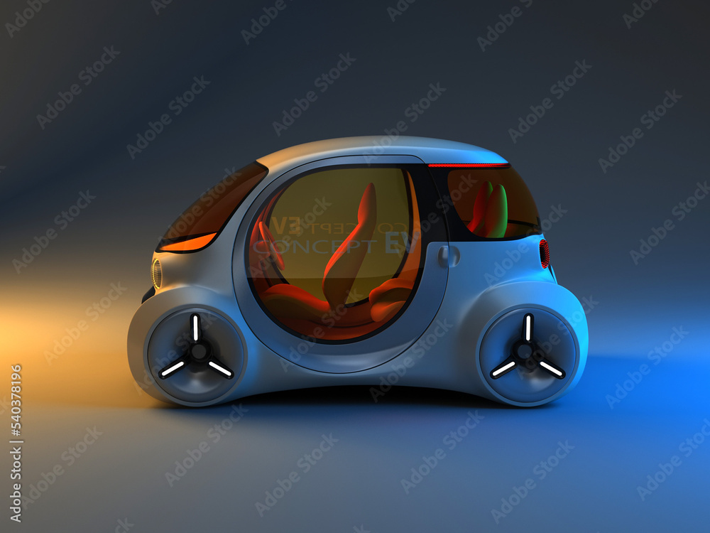 Electric car design, new urban car concept - 3D illustration Stock ...