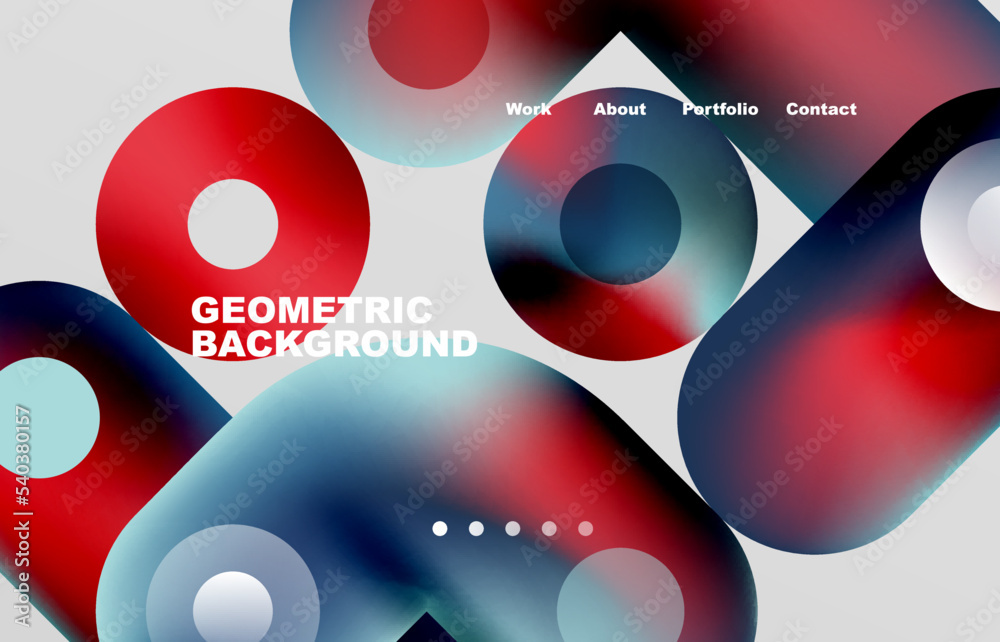 Circles and round shapes landing page abstract geometric background ...
