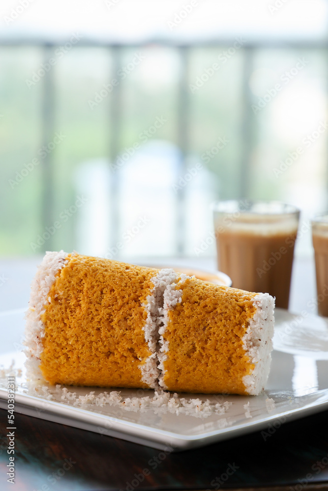 Popular South Indian breakfast puttu pittu made of corn flour and ...