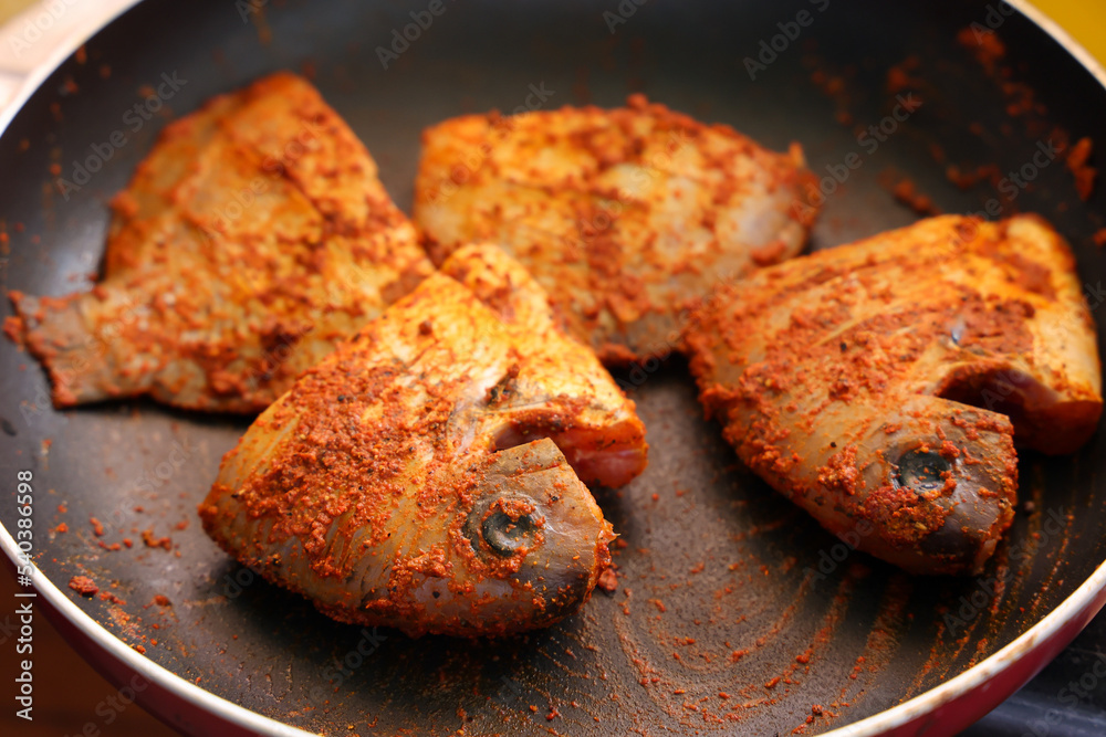 Kerala fish fry Karimeen Pollichathu a popular hot and spicy baked fish ...
