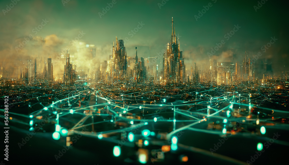 The concept of a high-speed internet connection visualized as cables ...