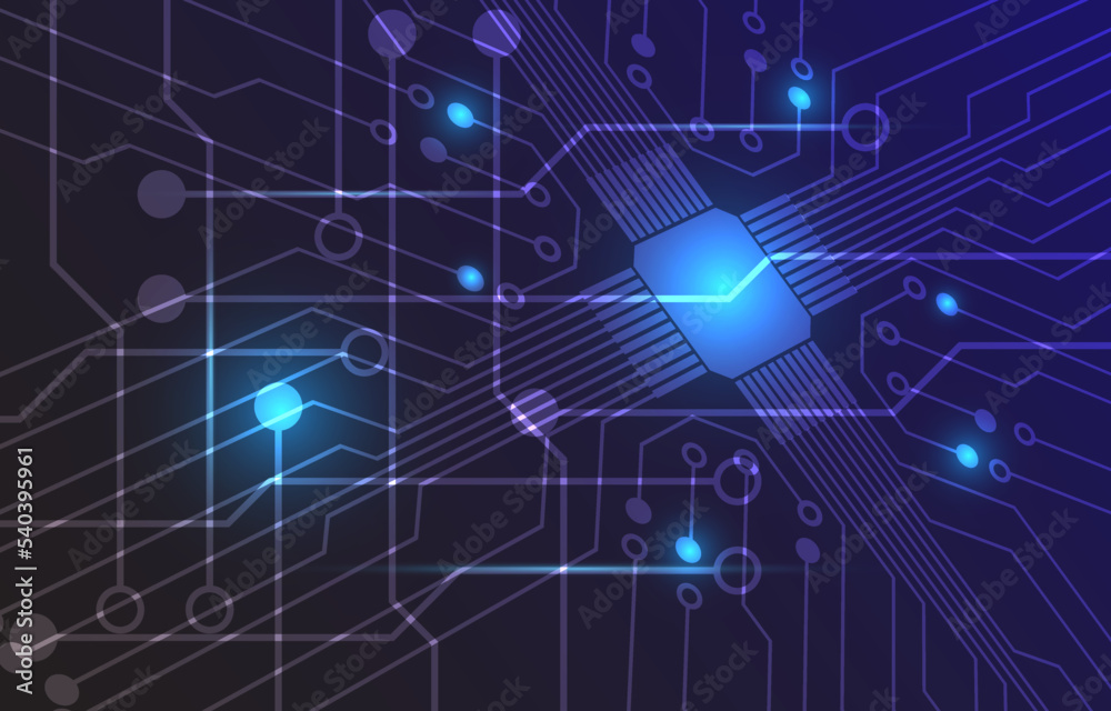 Technology chip processor background circuit board and code. Futuristic ...