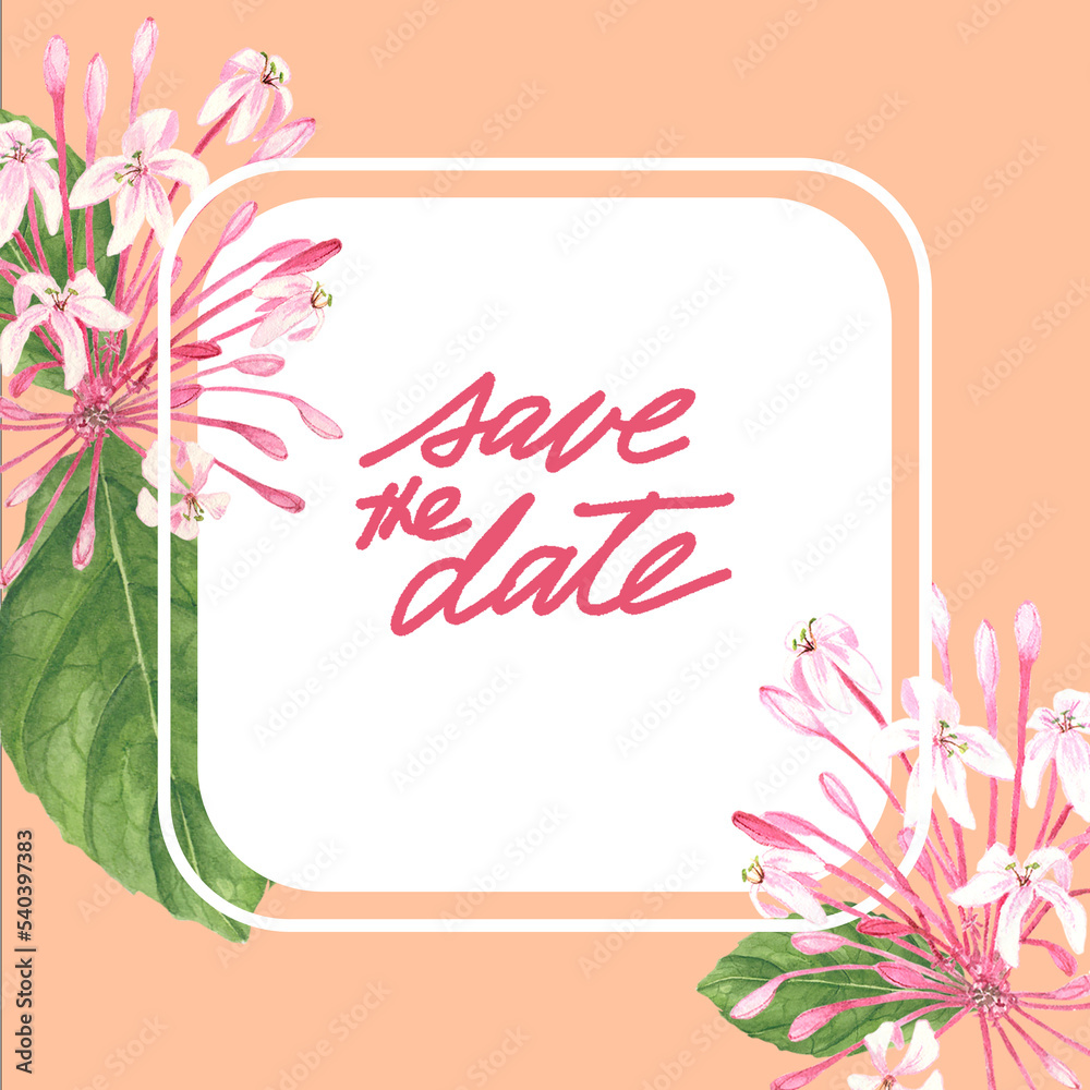 Philippine flora save the date invitation clerodendrum quadriloculare ...