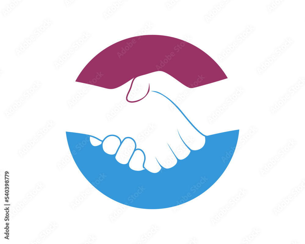 Circle with hand shake silhouette inside Stock Vector | Adobe Stock