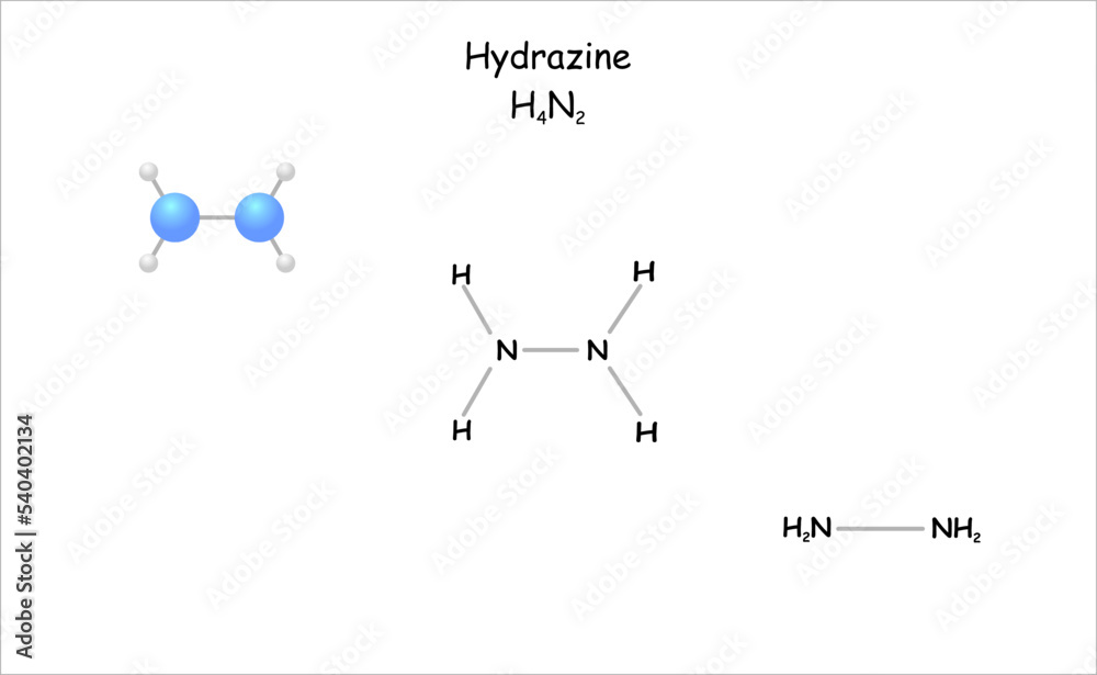 Stylized molecule model/structural formula of hydrazine. Stock Vector ...