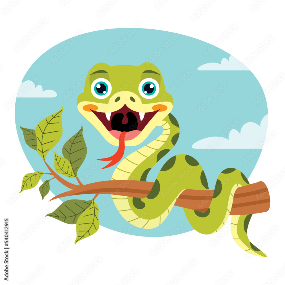 Cartoon Illustration Of A Snake Stock Vector | Adobe Stock