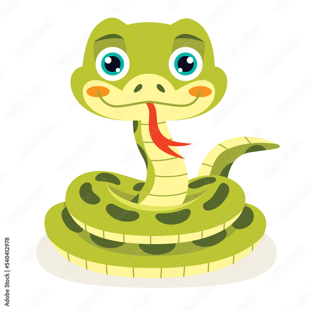 Cartoon Illustration Of A Snake Stock Vector | Adobe Stock
