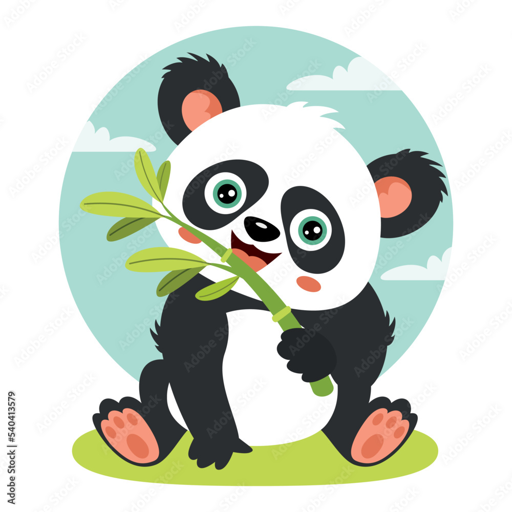 Cartoon Illustration Of A Panda Stock Vector | Adobe Stock