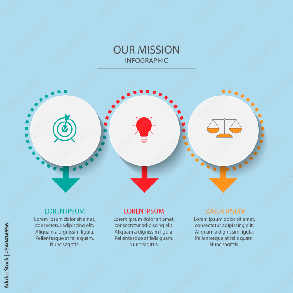 mission,vision and values vector infographic design template with 3 ...