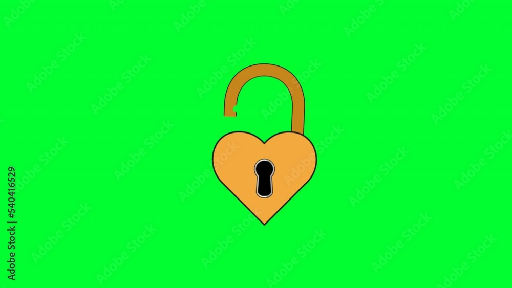 Lock key green screen animation. Open lock with a key and Unlocking ...