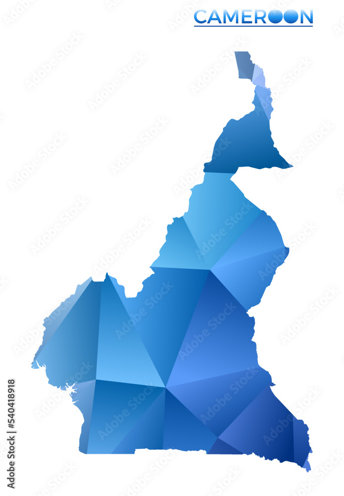 Vector polygonal Cameroon map. Vibrant geometric country in low poly ...