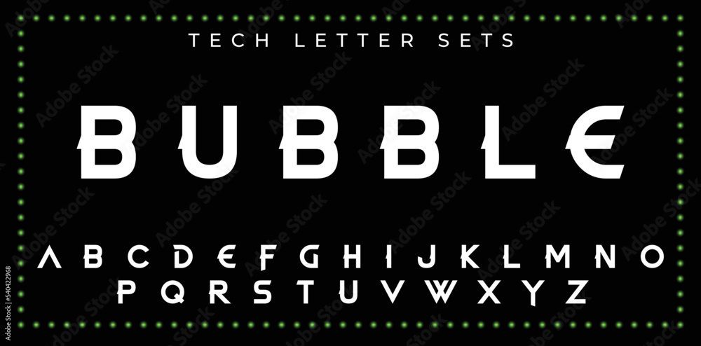 BUBBLE Bold Minimal tech font letter set. Luxury vector typeface ...