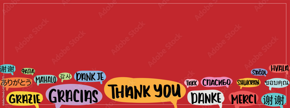 Thank you in different languages in colorful speech bubbles. Stock ...