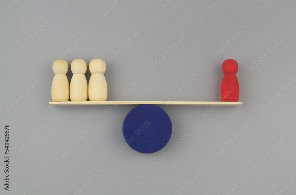 One good professional equals group of common employees. Red colored and ...