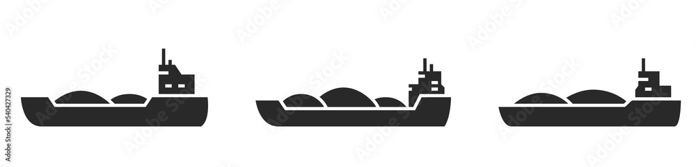 barge icon set. river cargo vessel and water transportation symbols ...