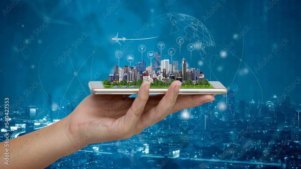 Concept Smart city and Internet of things (IOT), Smart city model on ...