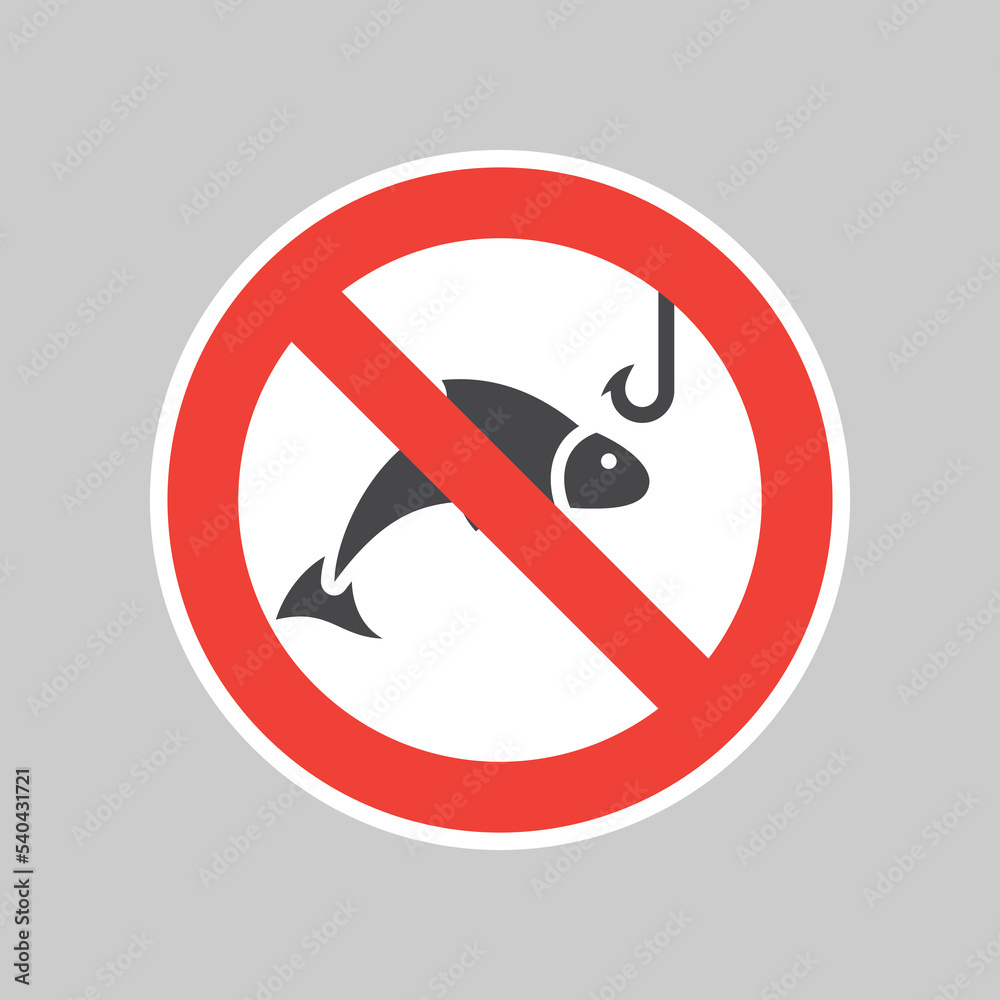 No fishing red prohibition sign. Do not fish vector sticker. Stock ...
