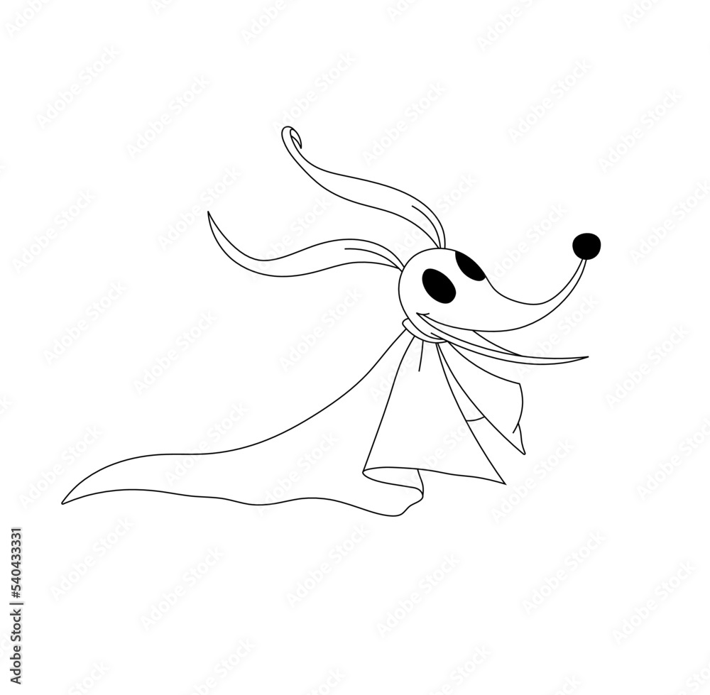 Vector isolated scarry horrog dog rag toy halloween colorless black and ...