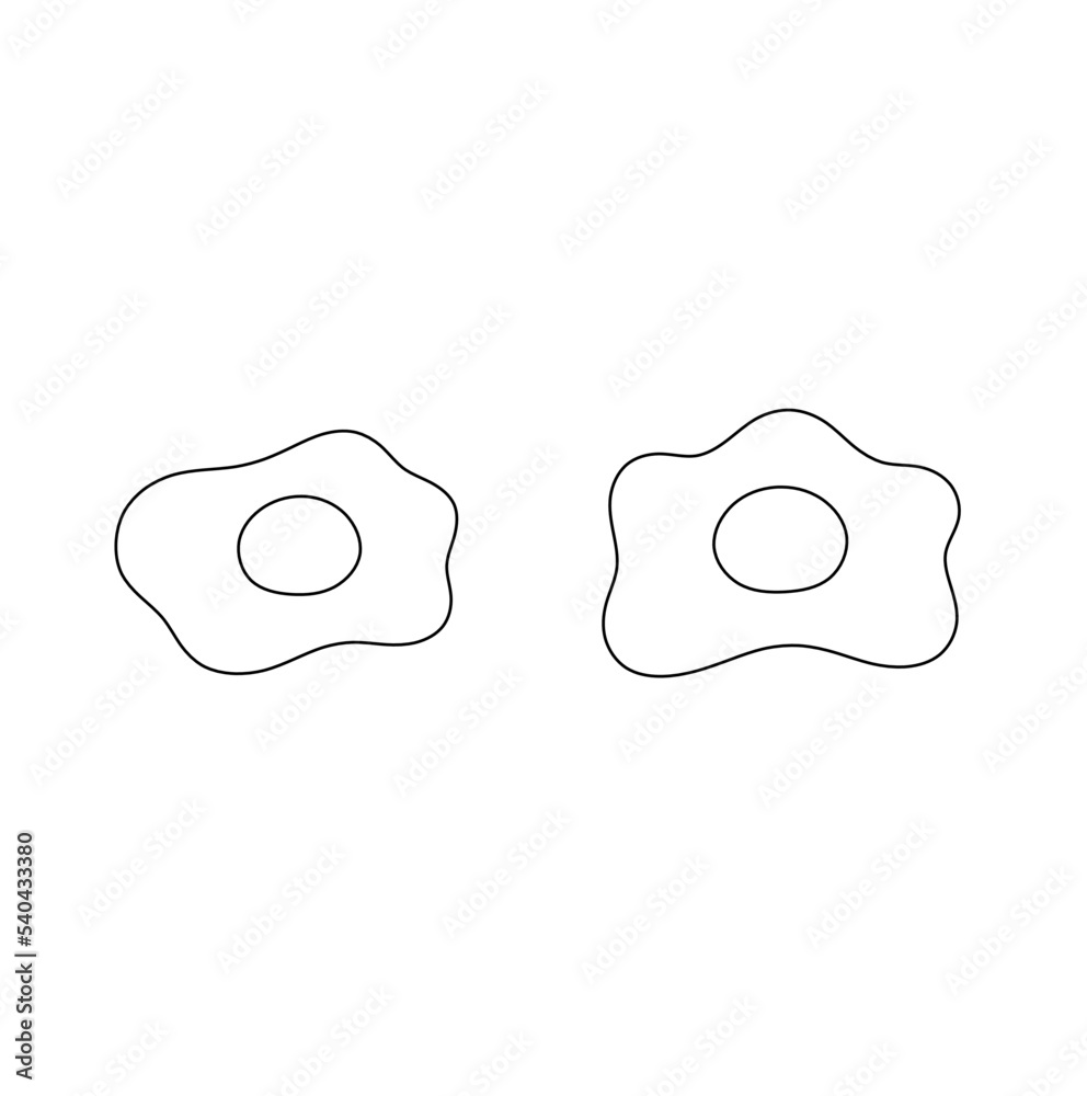 Vector isolated two simple fried eggs with yolk set colorless black and ...
