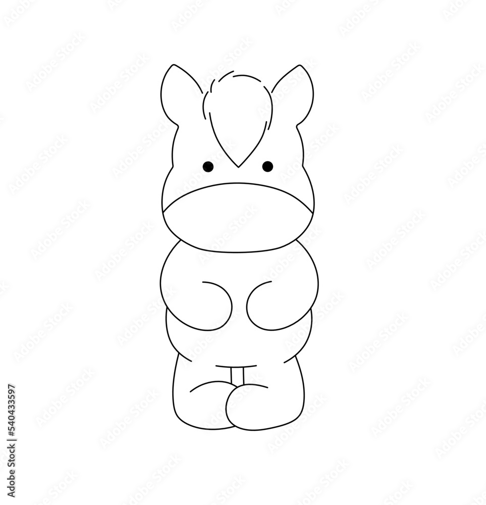 Vector isolated cute cartoon shy timid horse pony donkey standing on ...