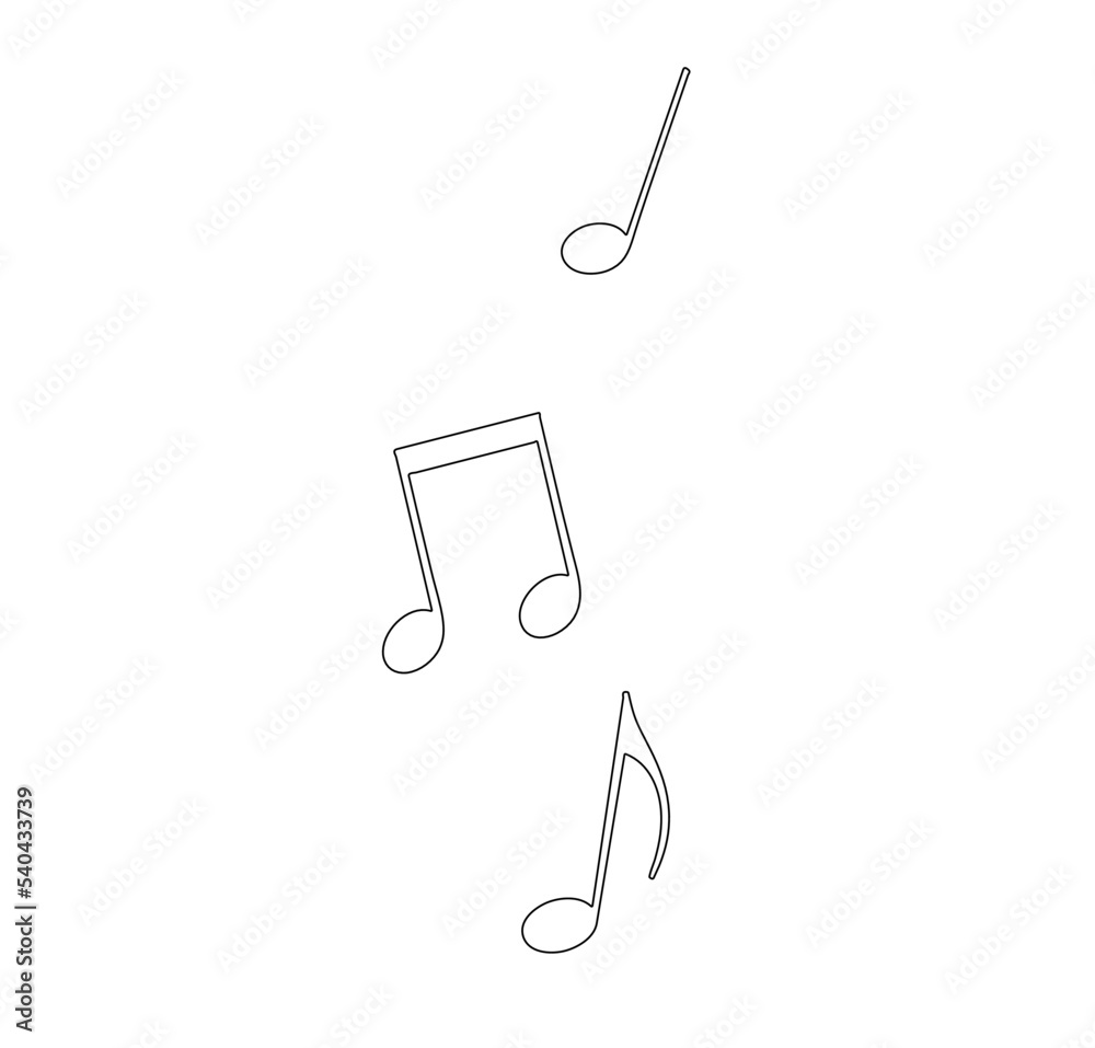 Vector isolated three music notes line symbol vertical row decoration ...