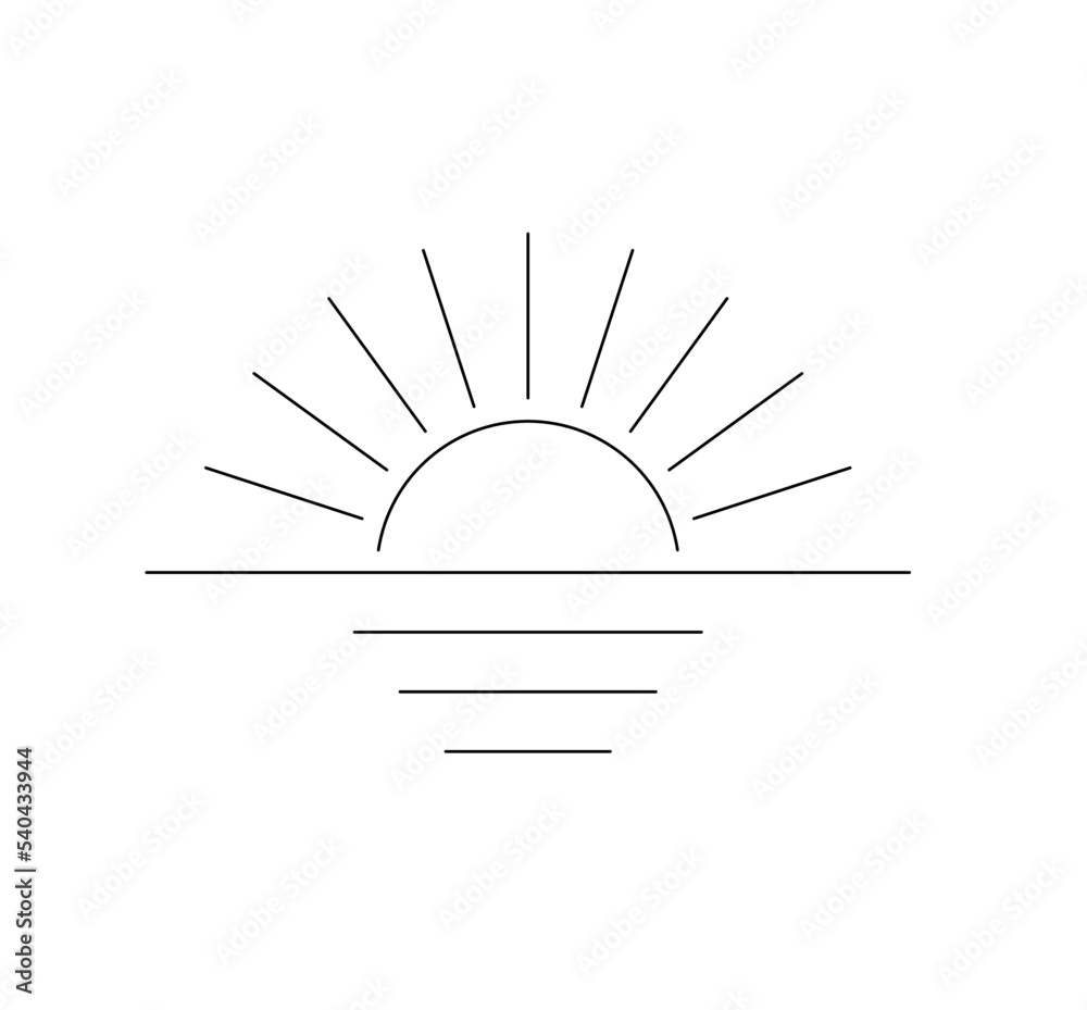 Vector isolated simple minimal geometric sun with reflection in water ...