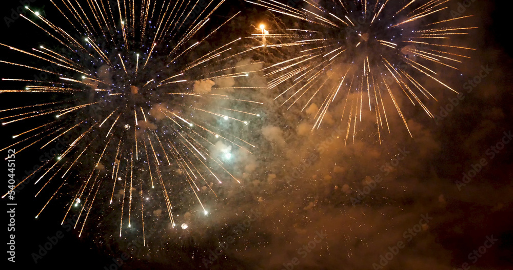 Golden Firework celebrate anniversary independence day night time ...