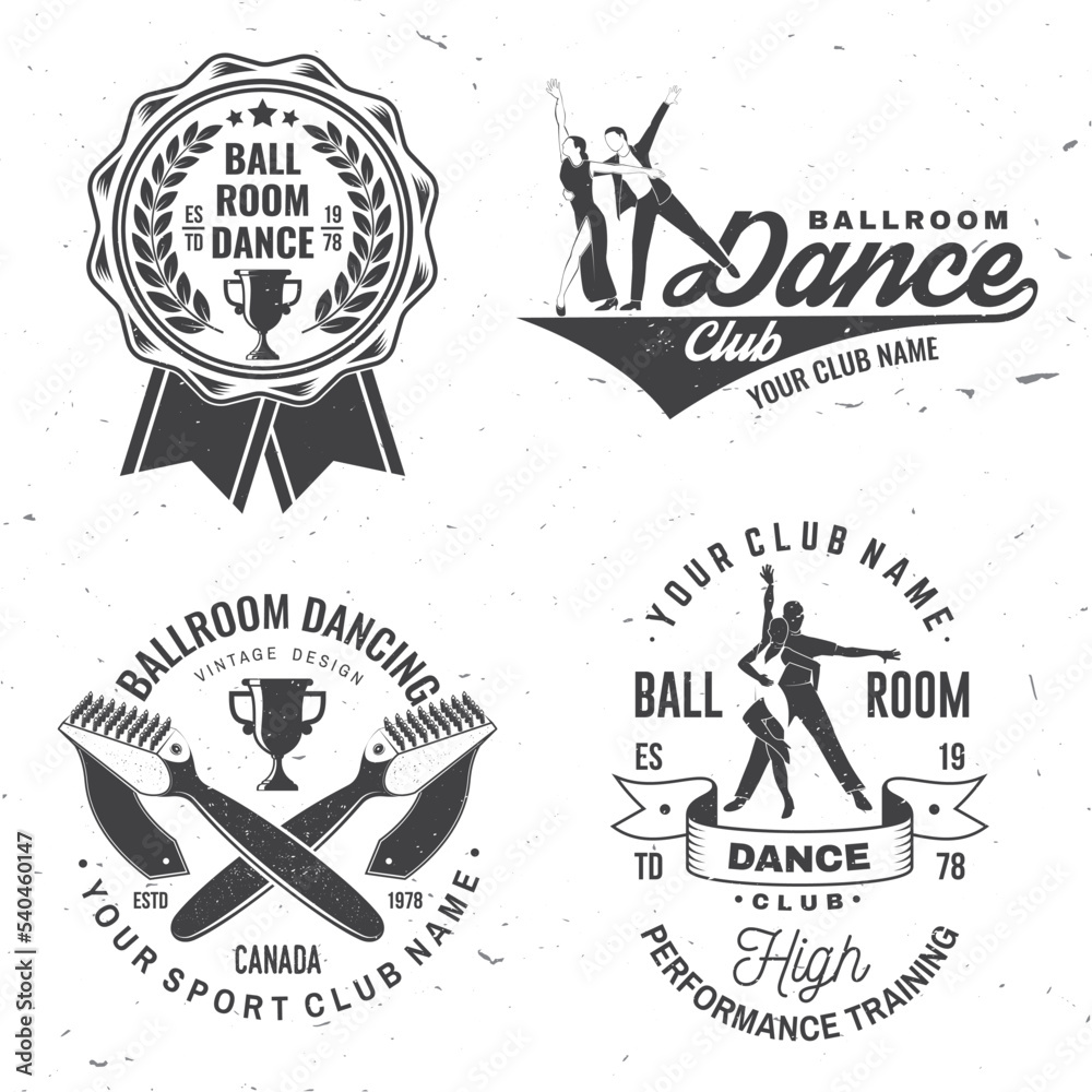 Set of Ballroom dance sport club logos, badges design. Concept for ...