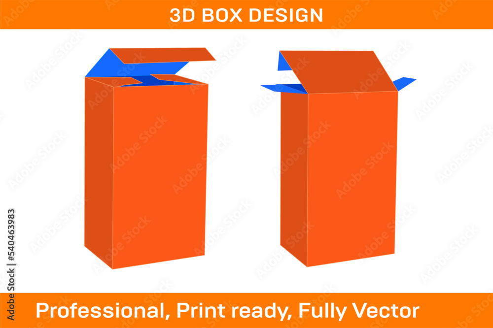 Wholesale tuck end auto bottom box and custom box dieline template with ...