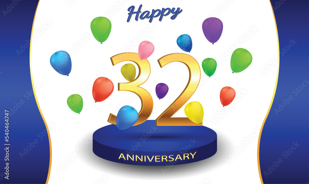 32 aniversary celebration background. 32nd anniversary banner. 32 year ...