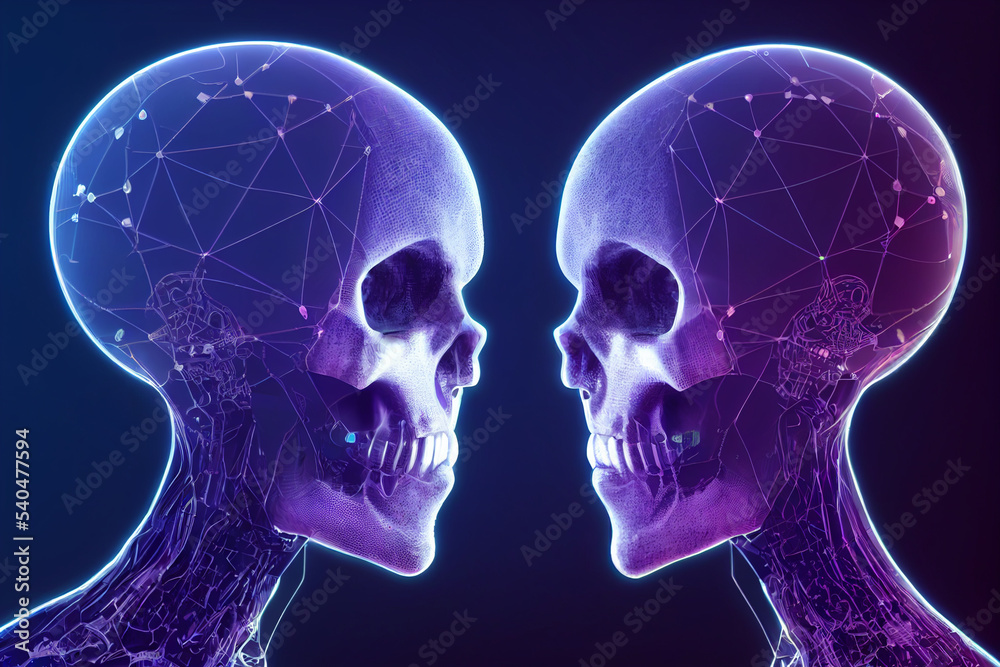 Head skull robotics brain technology background. Stock Illustration ...