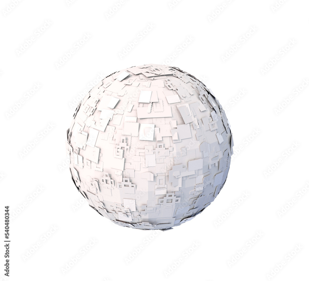 Tech ball, abstract meta ball, ball made of computer chips, technology ...