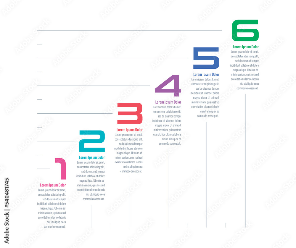 six steps infographic template. info template with numbers. business ...