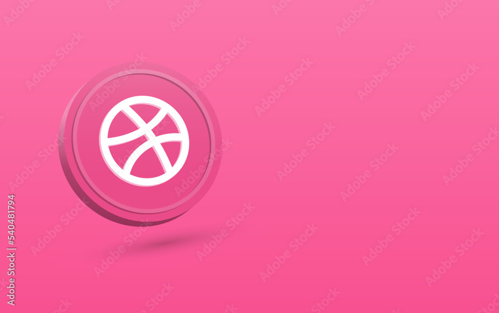 3d dribbble logo isolated on blue background . dribbble circle button ...