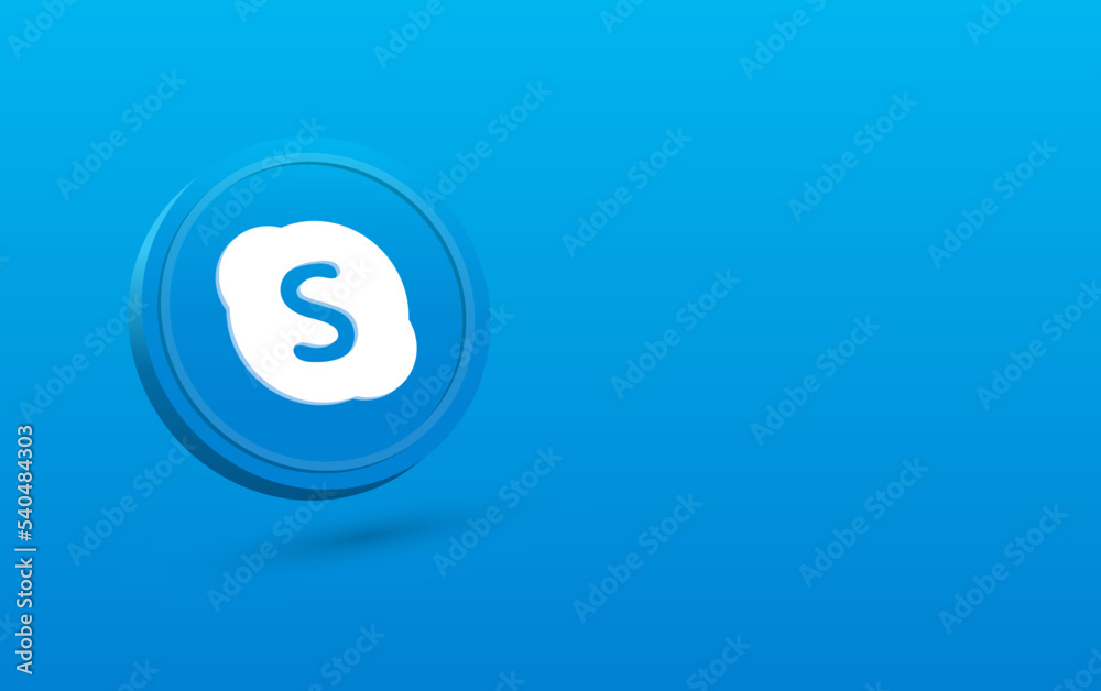 3d skype logo isolated on blue background . skype circle button icon 3D ...
