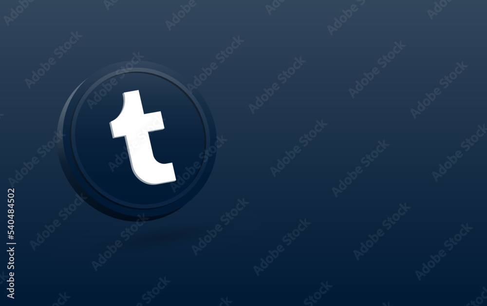 3d tumblr logo isolated on blue background . tumblr circle button icon ...