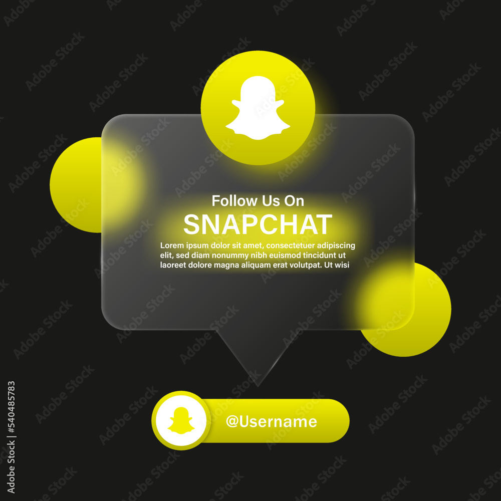 follow us on snapchat in speech bubble glassmorphism background with ...