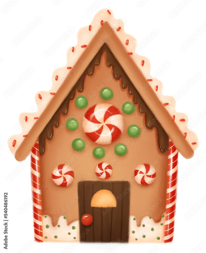Illustration of a cute Christmas gingerbread house. Gingerbread Cookie ...