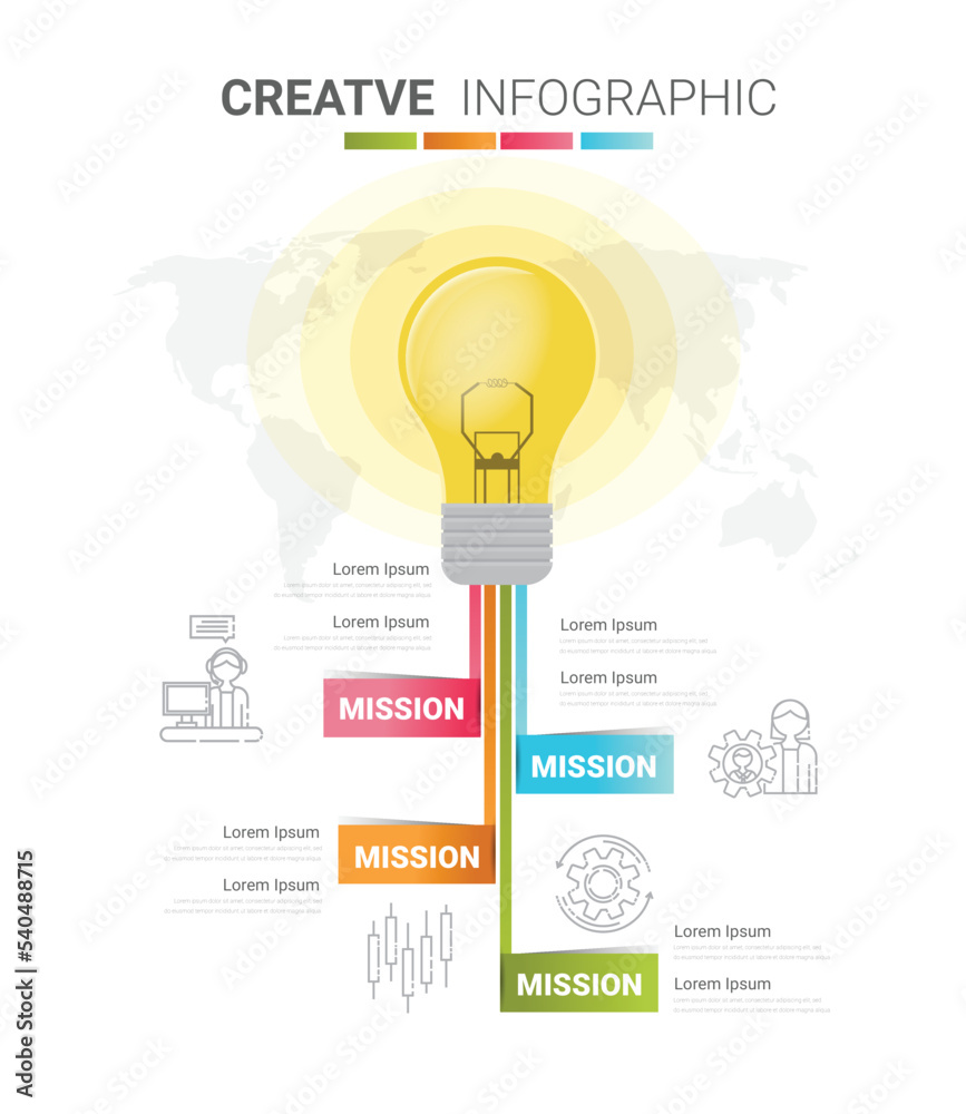 Light bulb vector infographic, charts 4 step, diagrams. Stock Vector ...