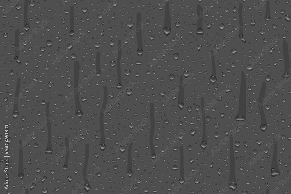 Realistic water drop pattern on dark background. Raindrops on glass for ...