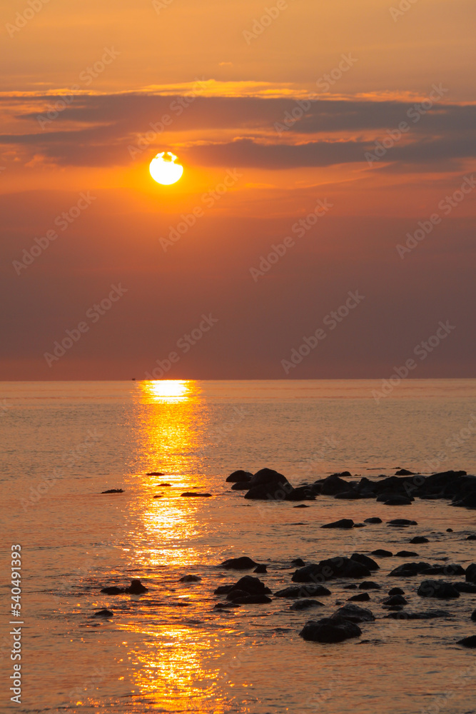 velvet sunset over the sea Stock Photo | Adobe Stock