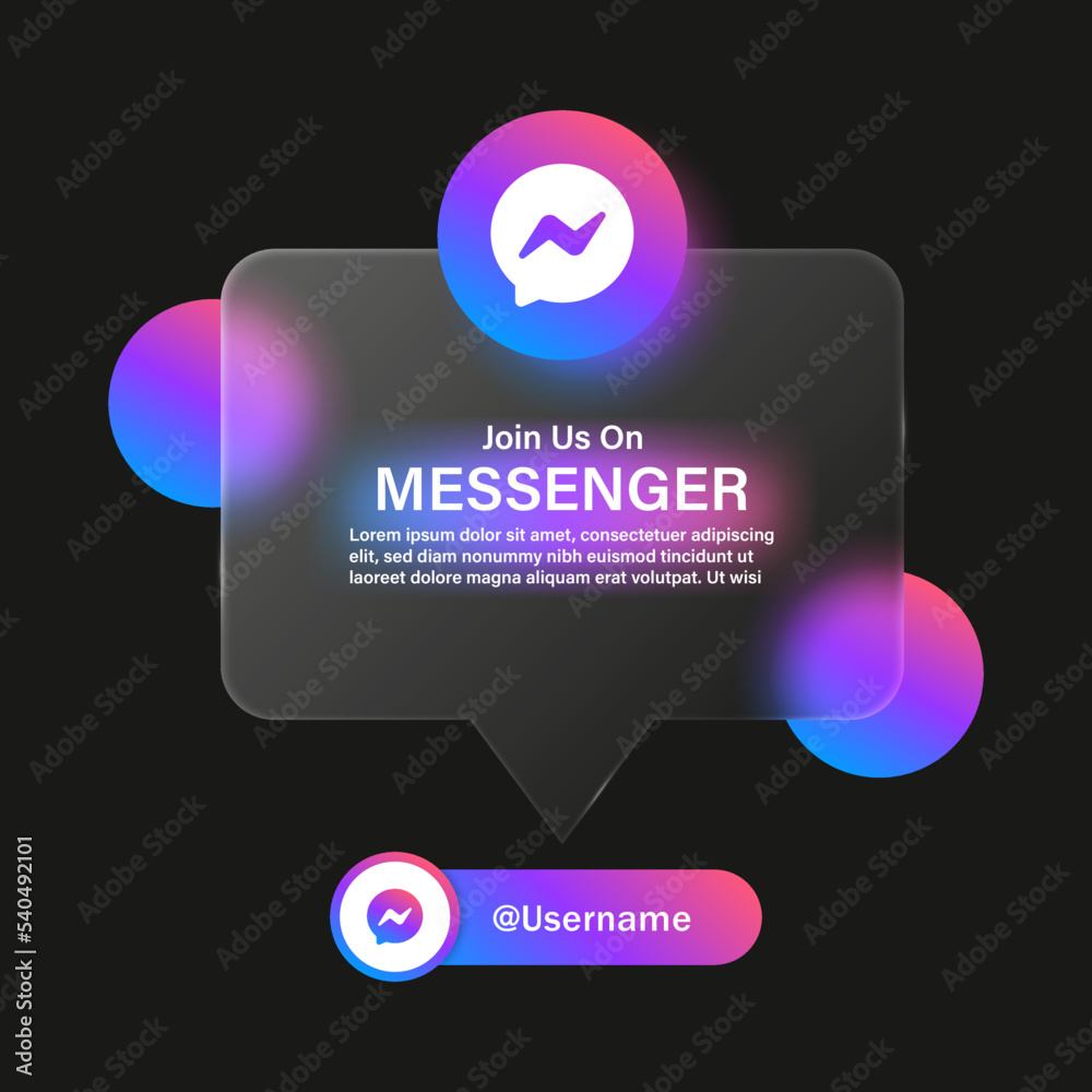 join us on messenger in speech bubble glassmorphism background with ...