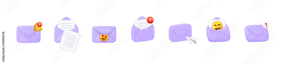 3d email message. Confirm or verification message, fly notification ...